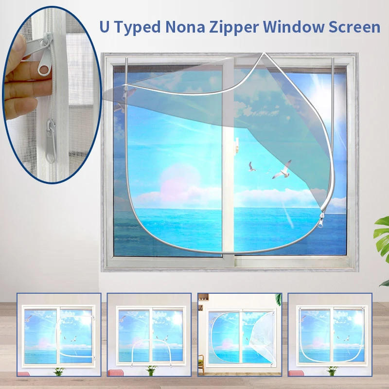 U-Typed-Zipper-Window-Screen-Nano-Mesh-Curtains-Customizable-Curved ...