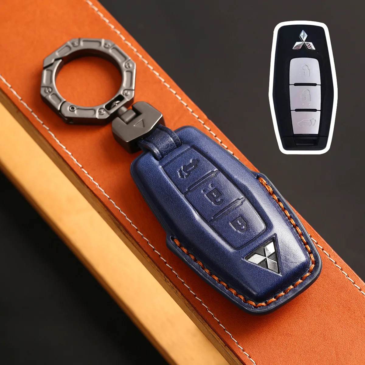 2023-2022-Leather-Car-Keychain-Remote-Key-Cover-For-Mitsubishi ...