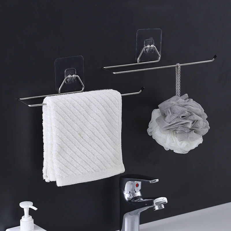 Stainless Steel Punch-free Kitchen Bathroom Roll Paper Towel Rack Iron ...