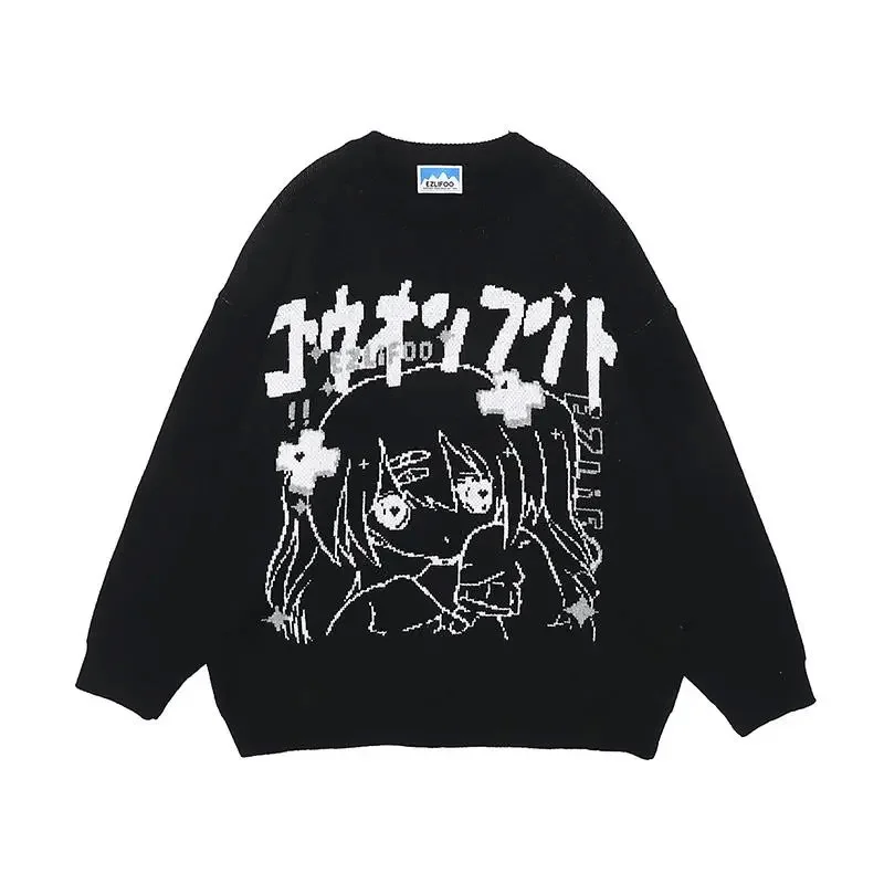 Knitted Sweater Oversize Anime | Anime Sweater Long Sleeve | Vintage ...