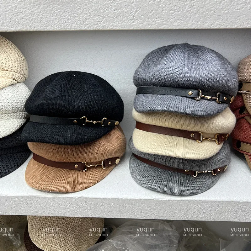 Elegant Retro Knit Newsboy Cap, Octagon Beret Design, British Style ...