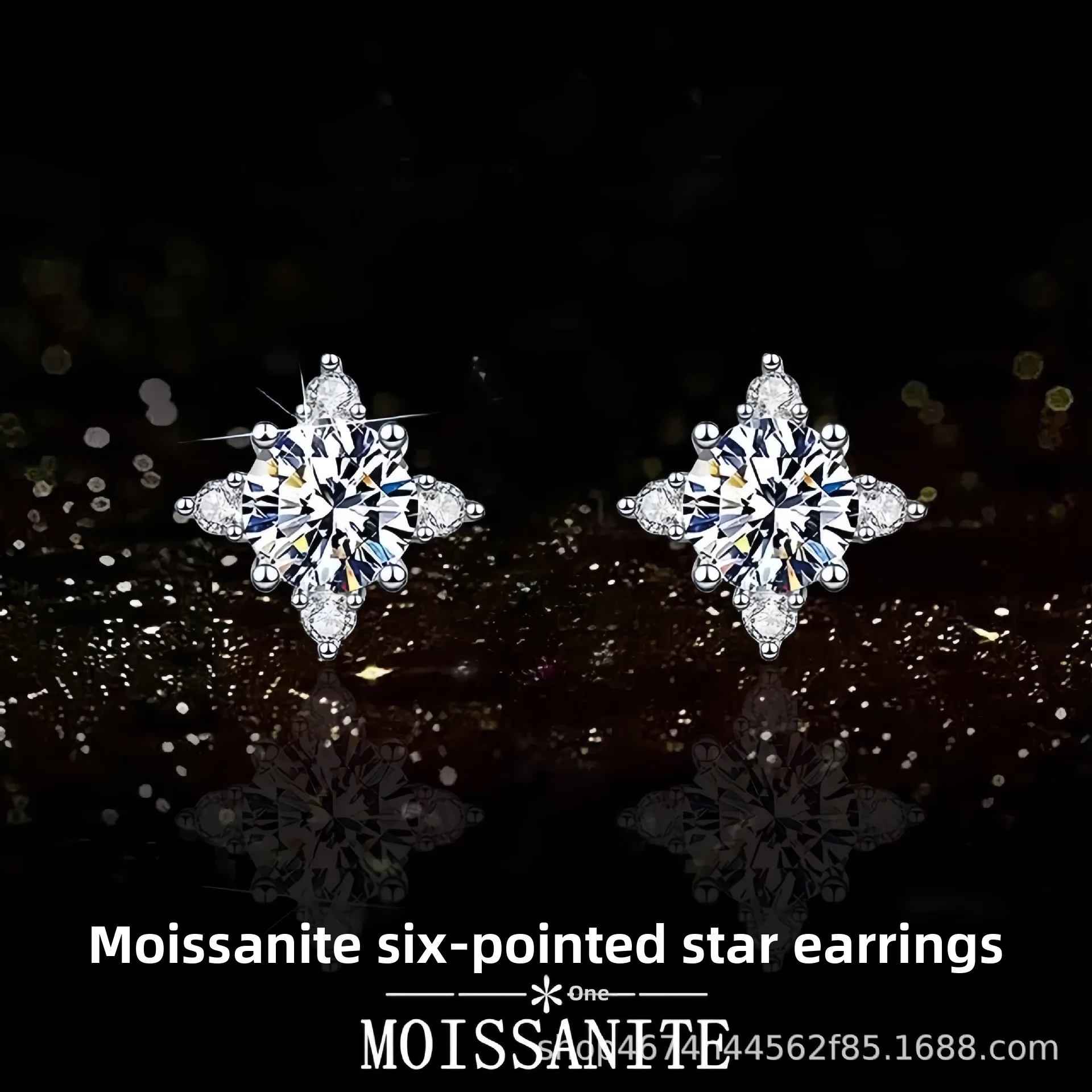 S925 Sterling Silver 4-Prong Star 1CT*2 Moissanite Stud Earrings for ...
