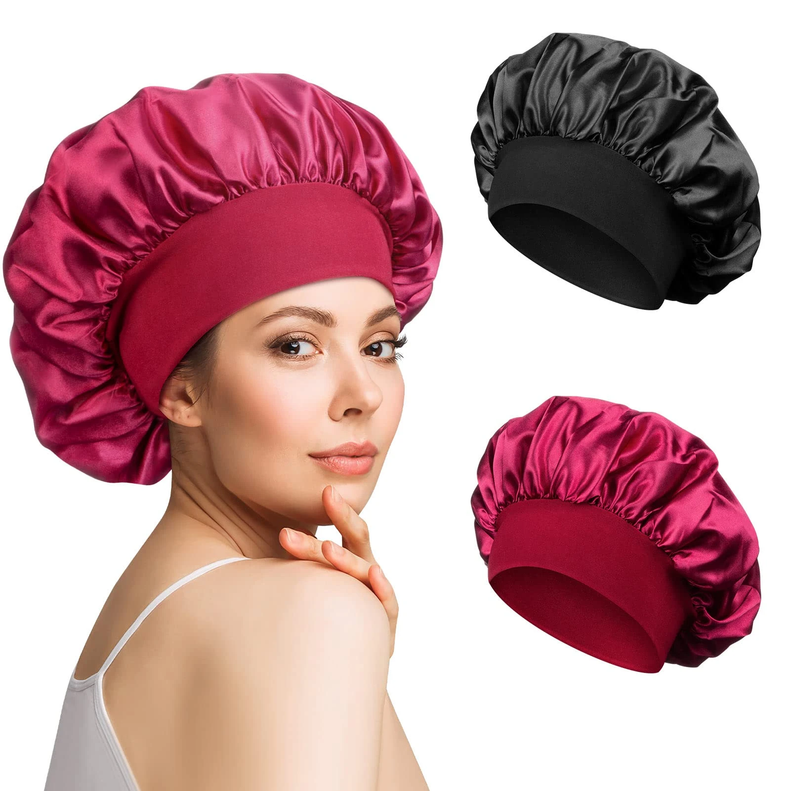 Satin Hair Care Bonnet Nightcap | Women Night Sleep Hair Caps - 2023 ...