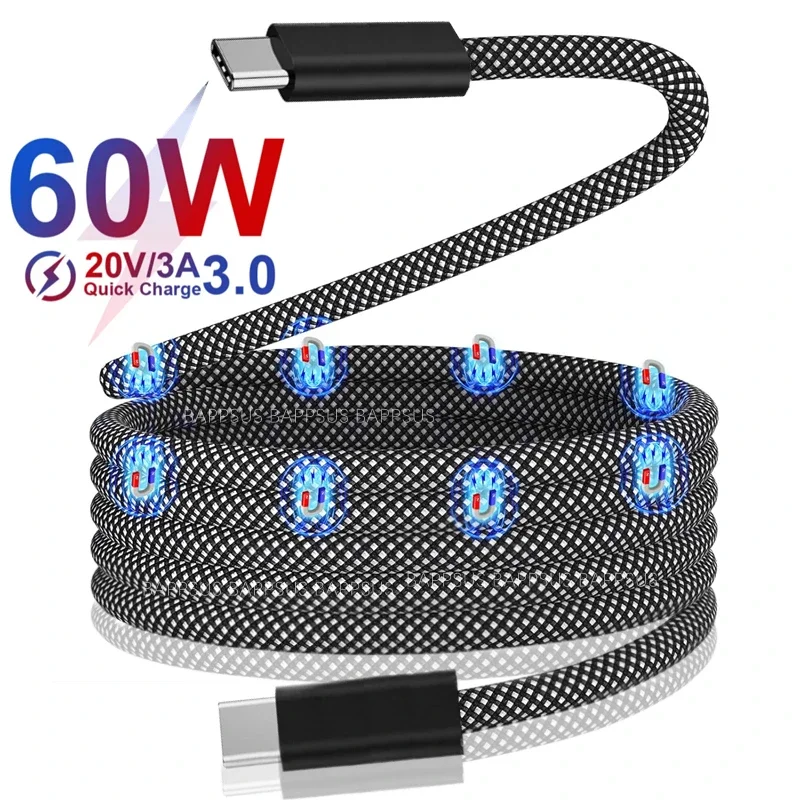 PD-Type-C-60W-Magnetic-Suction-Anti-Winding-USB-Dual-Type-C-to-C-Data ...