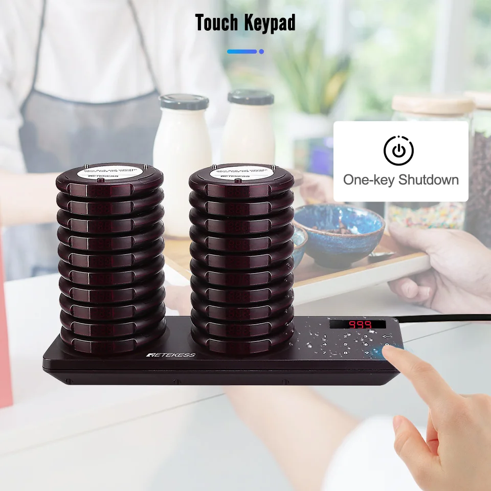 Retekess TD163 Restaurant pager wireless calling system 20 coaster ...