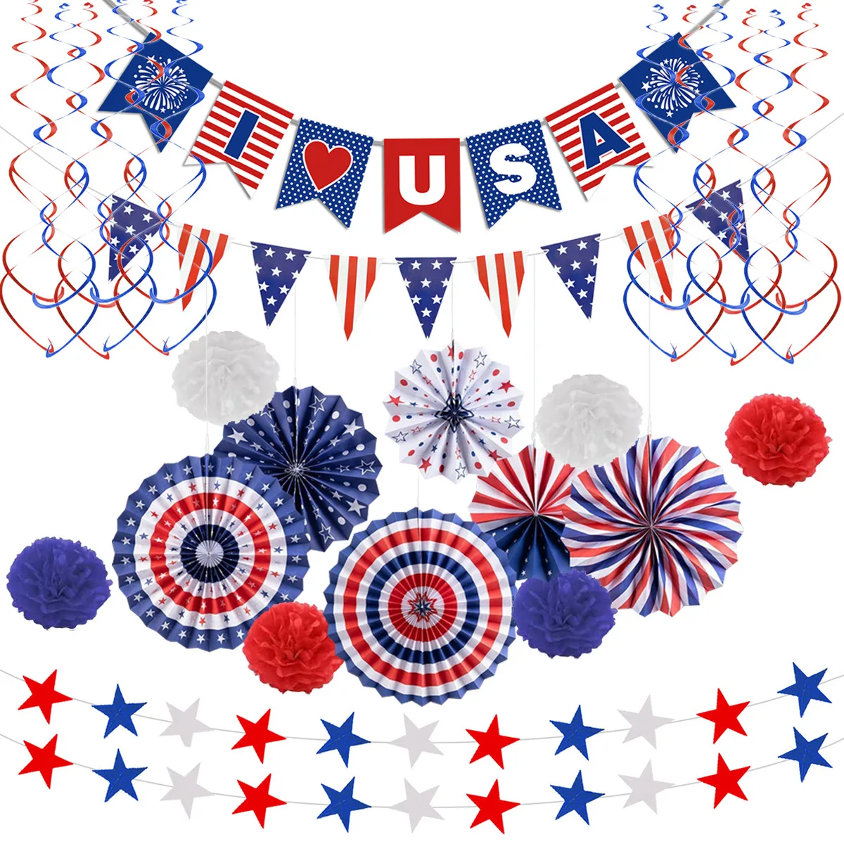 Independence-Day-Theme-Party-Banner-Spiral-Hanger-Paper-Fans-American ...