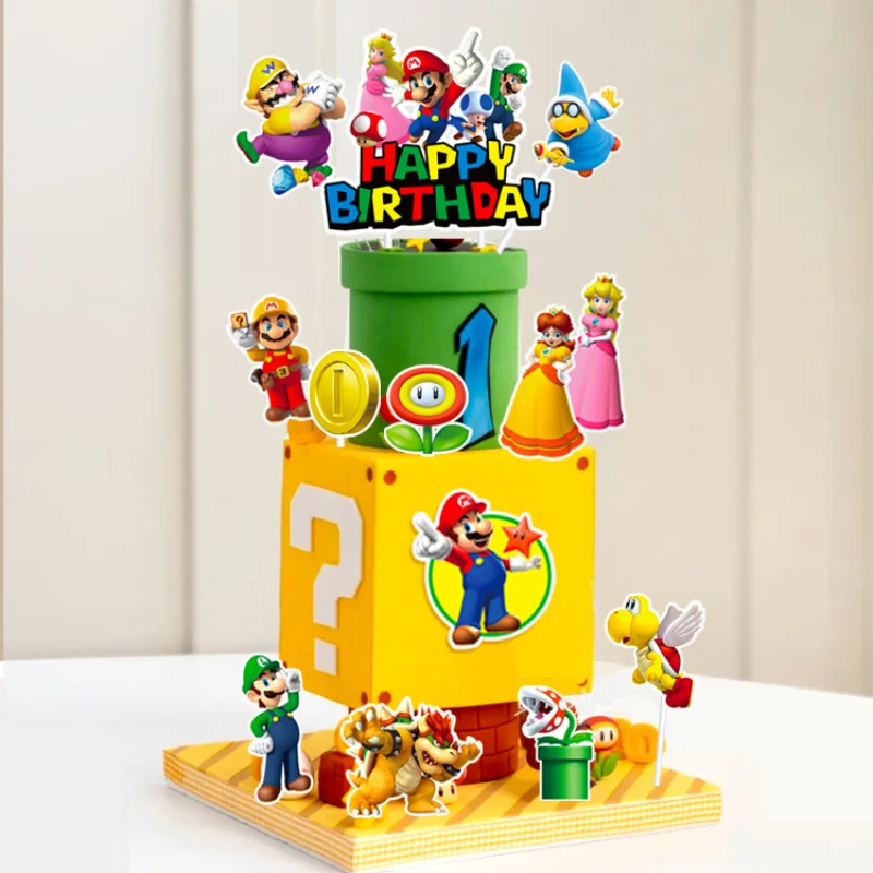 24pcs-set-Super-Mario-Bros-Cartoon-Theme-Birthday-Cake-Decoration-Plug ...