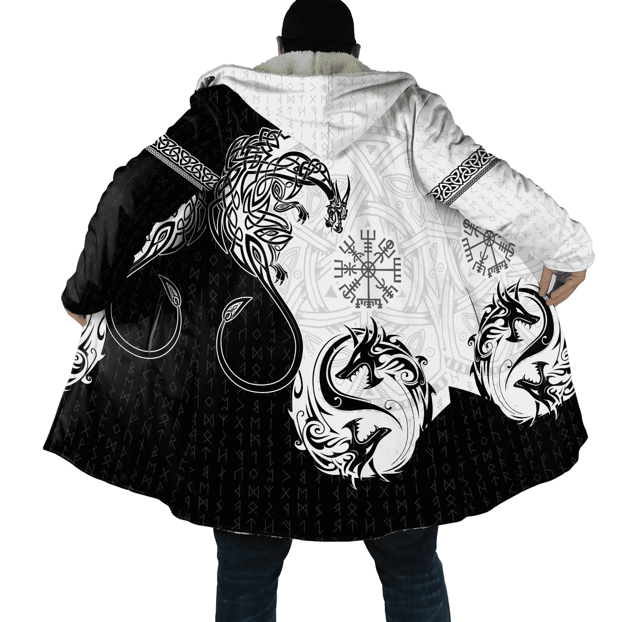 Vikings Odin Hooded Coat | Viking Hooded Wool Coat | Viking Cloak Hood ...