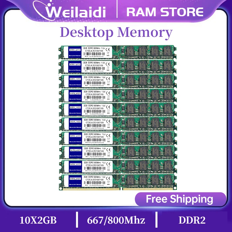 10PCS DDR2 2GB 667Mhz 800Mhz Memoria Ram PC2-6400S Desktop Laptop ...