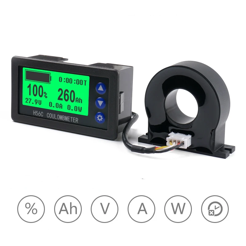 12V 24V 36V 48V Battery Monitor Hall Coulomb Meter DC8-100V 100A 200A ...