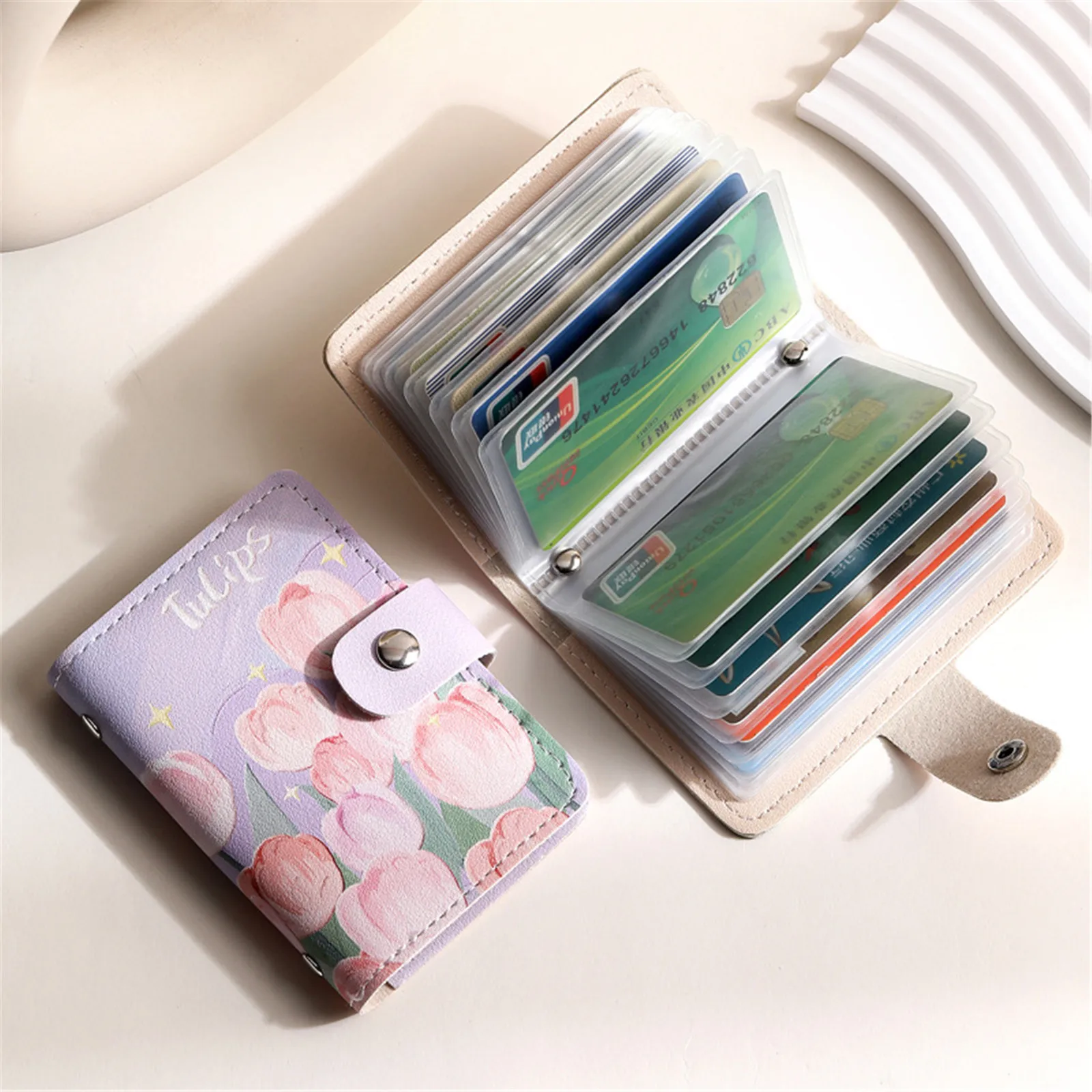 Large-Capacity-Retro-Oil-Painting-Card-Holder-Women-Multi-Card-Slot ...