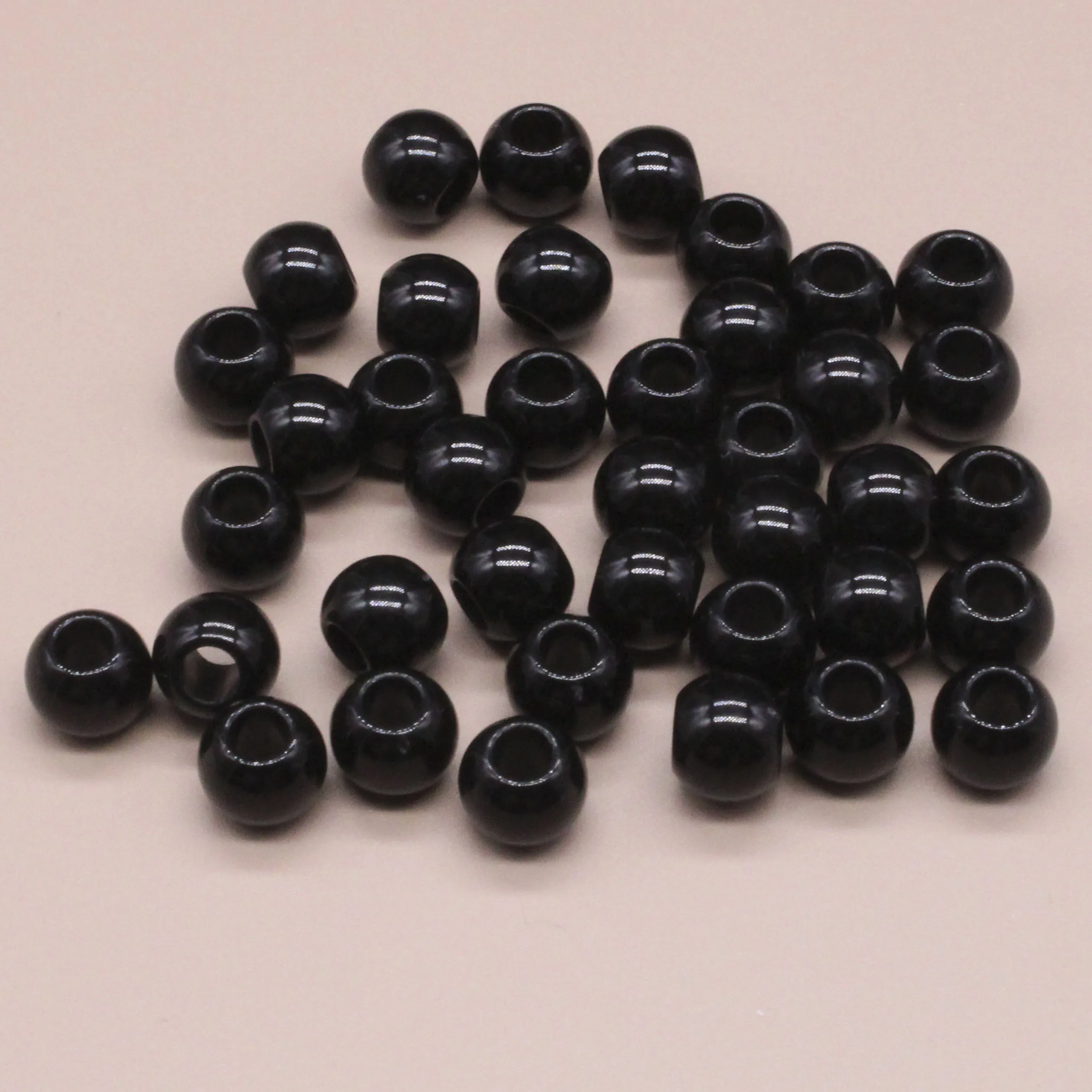 8-10mm-Black-Big-Hole-Round-Ball-Spacer-Beads-For-Jewelry-Making-DIY ...