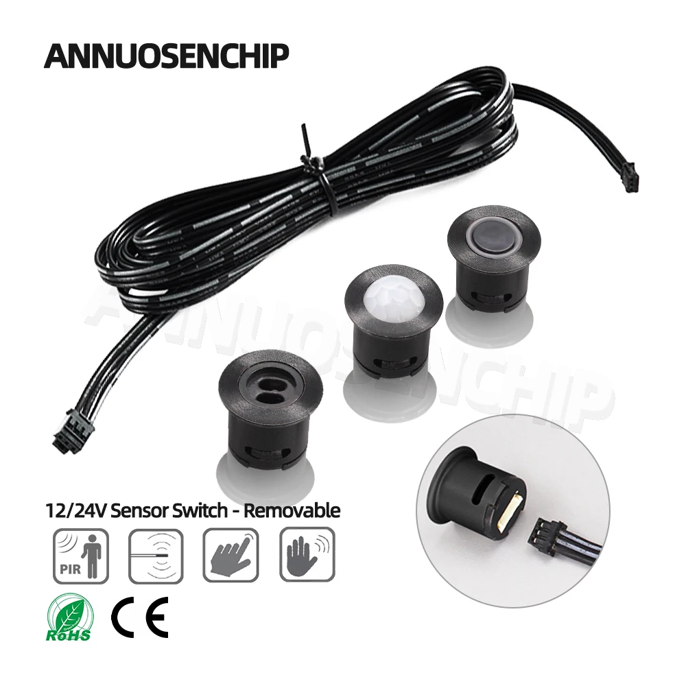 New-Mini-LED-Cabinet-Light-Sensor-Switch-12V-24V-Touch-Hand-Sweep-PIR ...