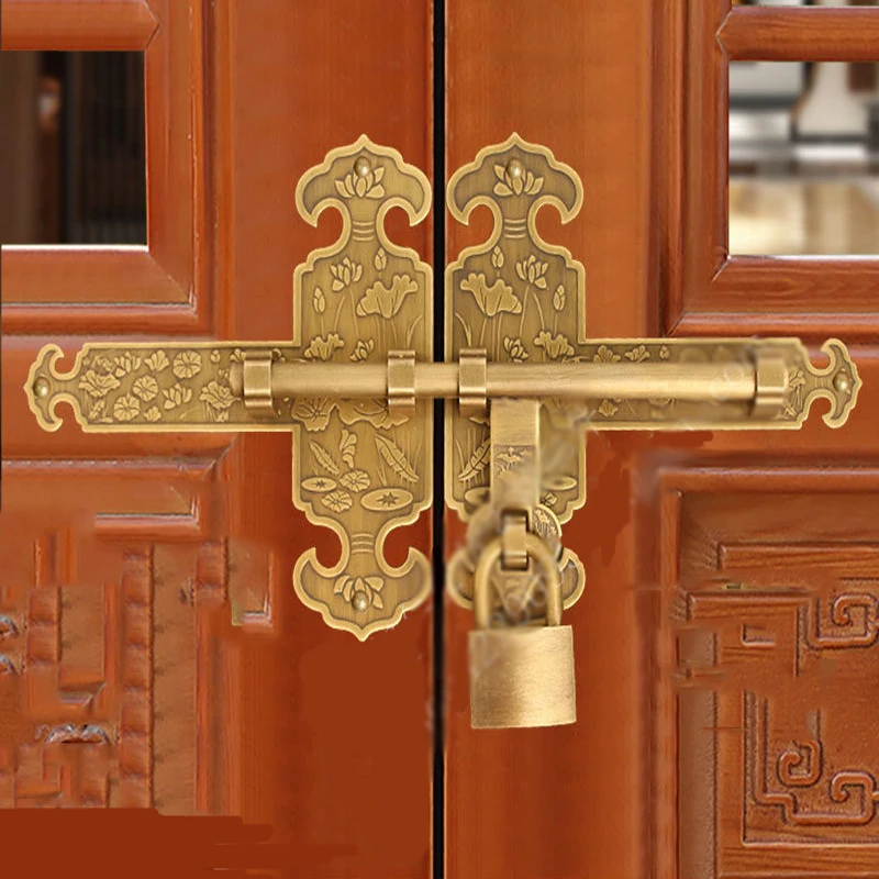 Chinese Vintage Solid Brass Door Bolt Wood Door Latch Garden Gate Lock ...