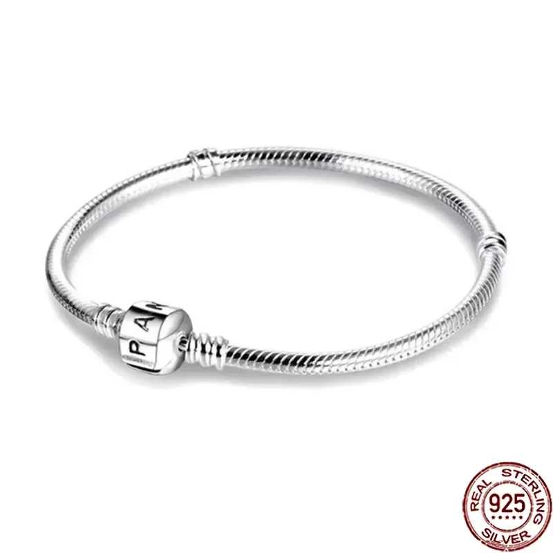 925-Sterling-Silver-Bucket-Buckle-Bracelet-para-As-Mulheres-Original ...