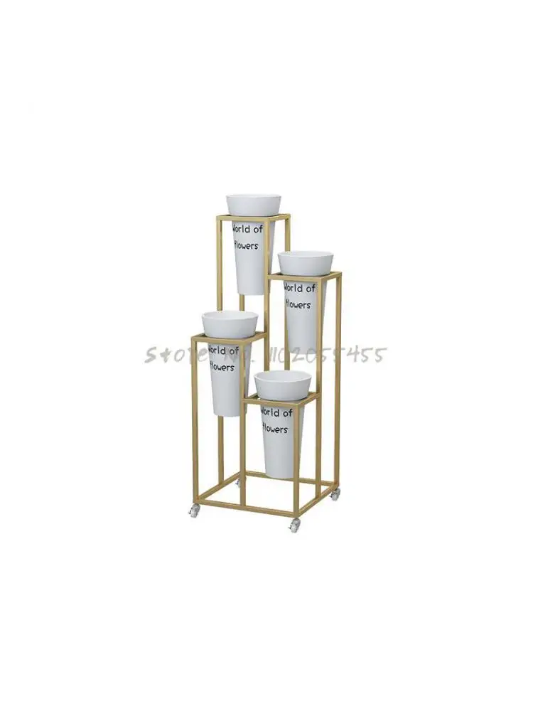 Nordic-Flower-Shop-Flower-Stand-Flower-Bucket-Rack-Movable-Ladder-Shelf ...