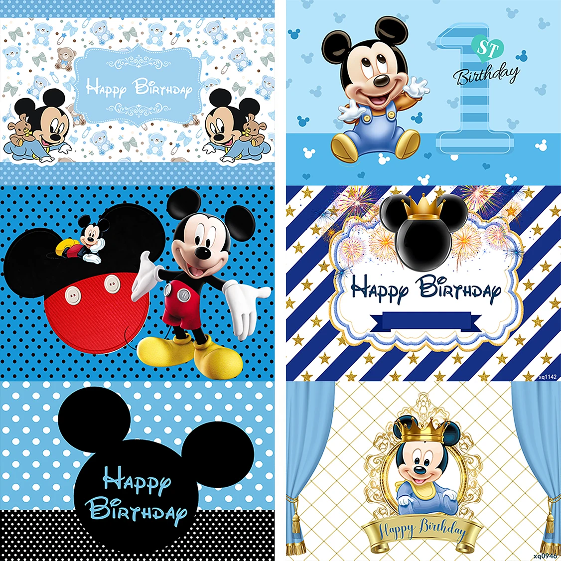 Blue-Mickey-Mouse-Backdrop-for-Boy-First-Birthday-Party-Decoration ...
