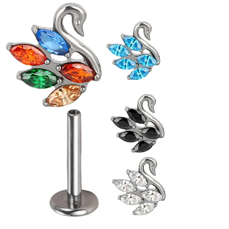 ASTM F136 Titanium EAR PIERC Swan ear studs With CZ Top Cartilage ...