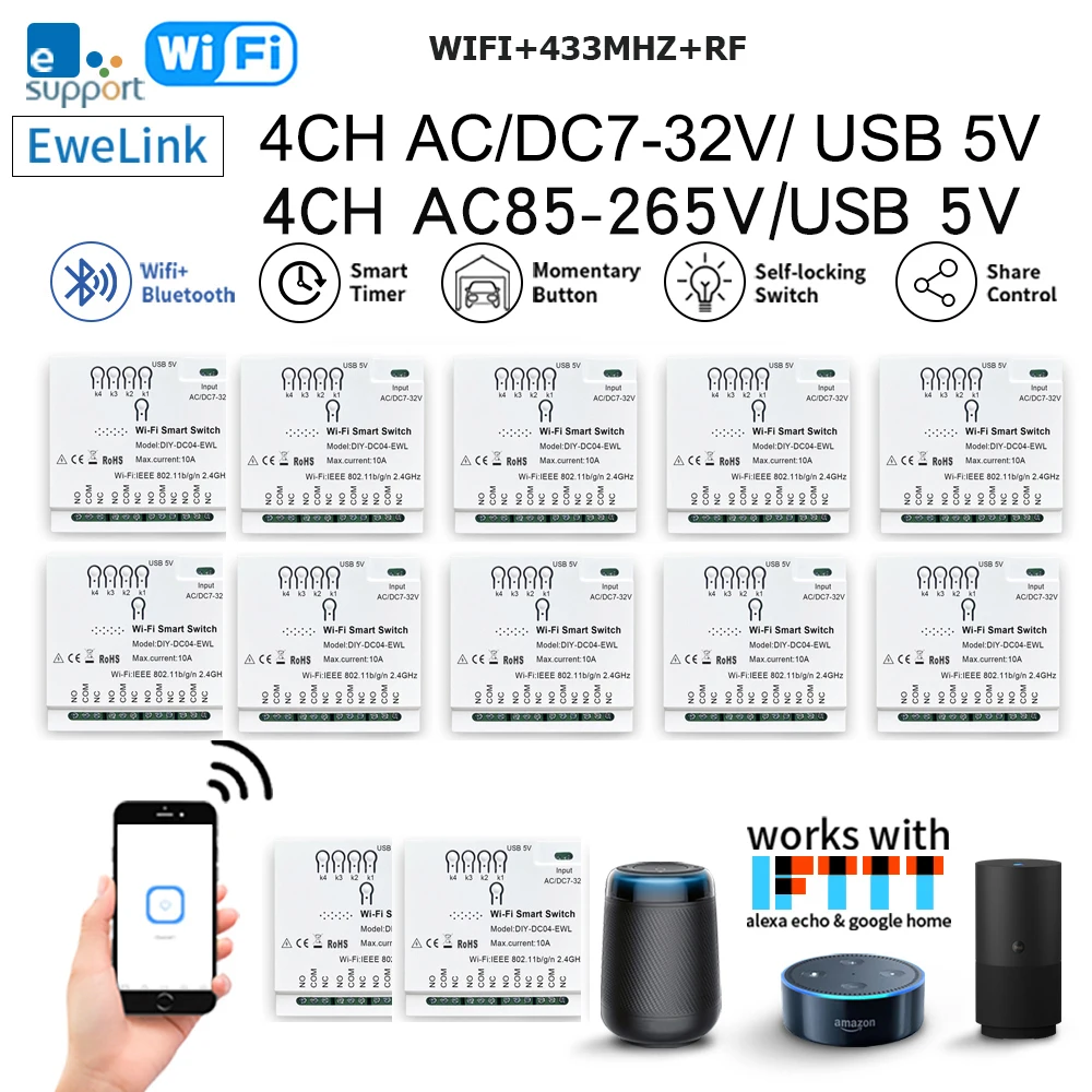 Wholesale-Ewelink-4ch-R3-Pro-Wifi-433mhz-RF-Bluetooth-5-265V-4-Channel ...