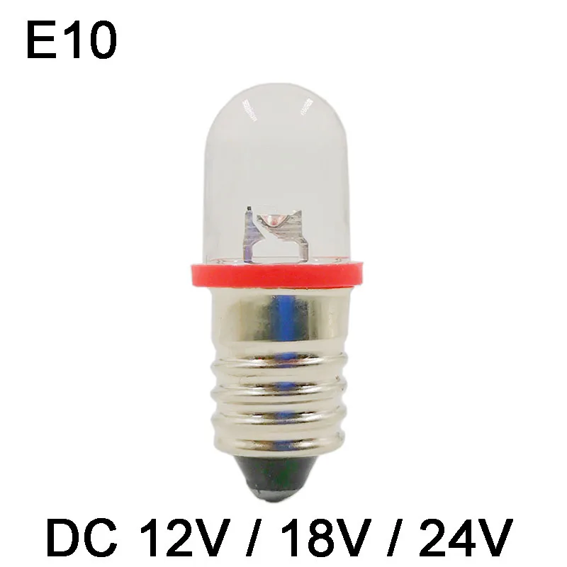 E10 Screw LED Light Beads DC 12V 18V 24V Indicator Lighting Bulb Blue ...