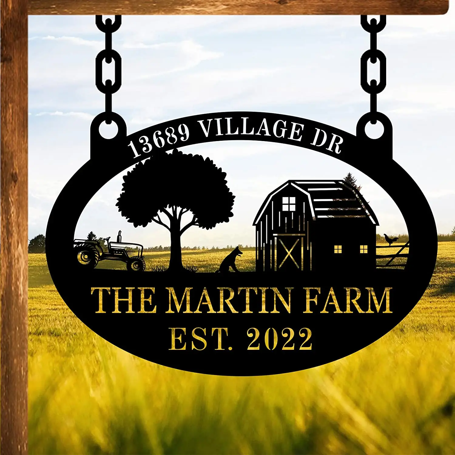 Personalized-metal-farm-logo-with-address-tractor-barn-logo-and-oval ...