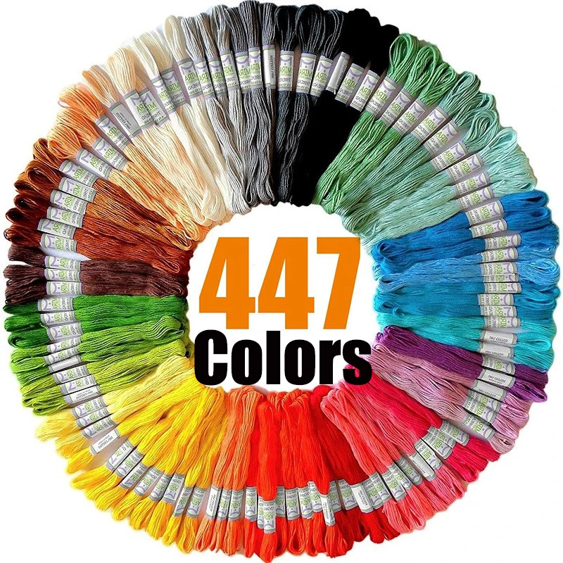 Sewing-Embroidery-Thread-Set-447-Color-Floss-Skeins-Threads-For ...