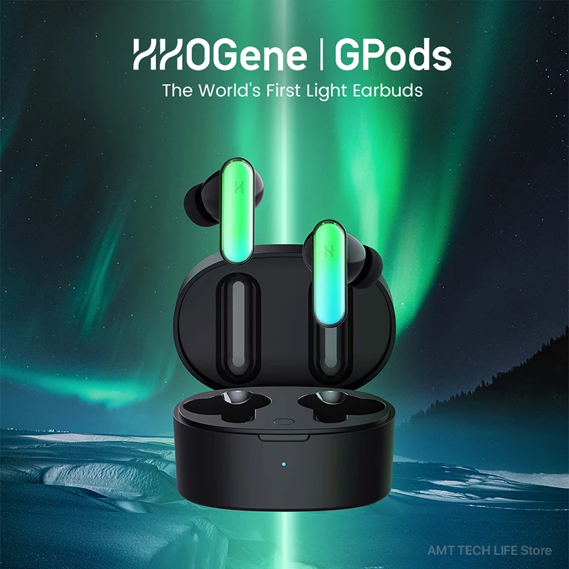 HHOGene GPods With Light Control Bluetooth 5.2 Wireless Earbuds 10mm ...