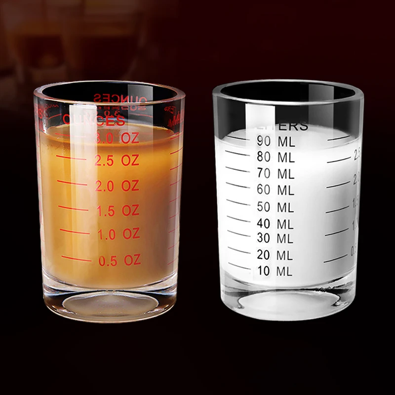 90/120ml Heat-resistant Glass Measuring Cup Milk Jigger Glass Ounce Cup ...