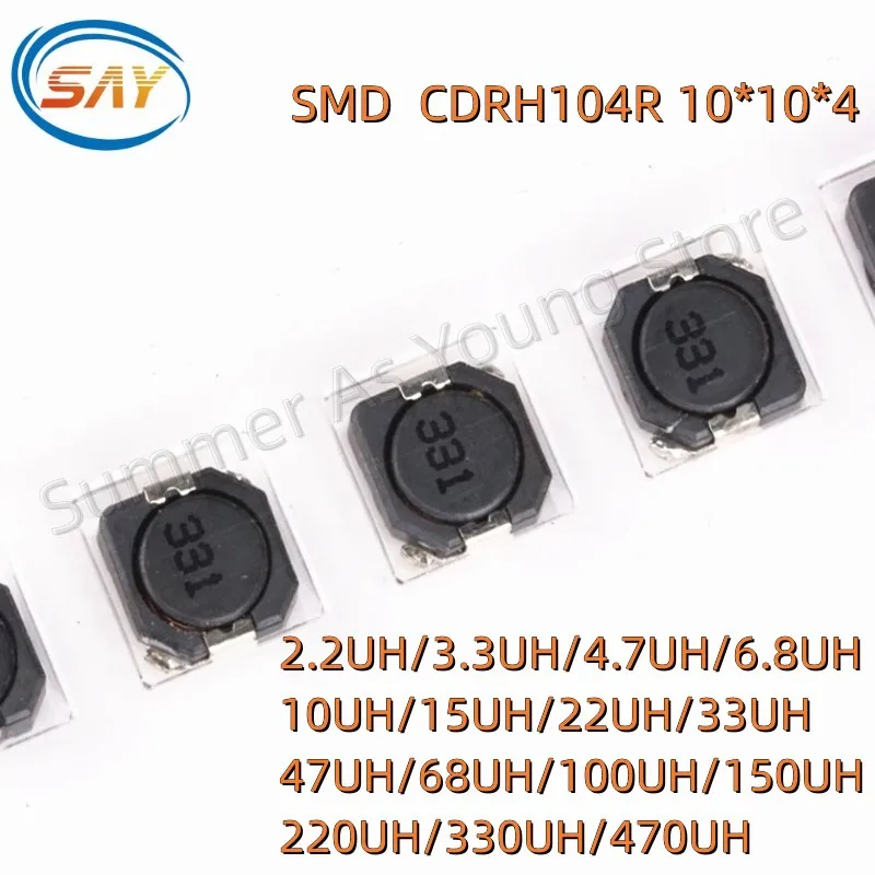 Inductor de potencia CDRH104R, 100 piezas, blindaje 2,2/4,7/6,8/10/15 ...
