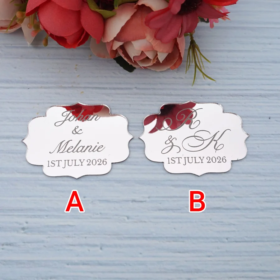 5-5x4cm-Personalized-Wedding-Acrylic-Mirror-Stickers-Custom-Bride-And ...