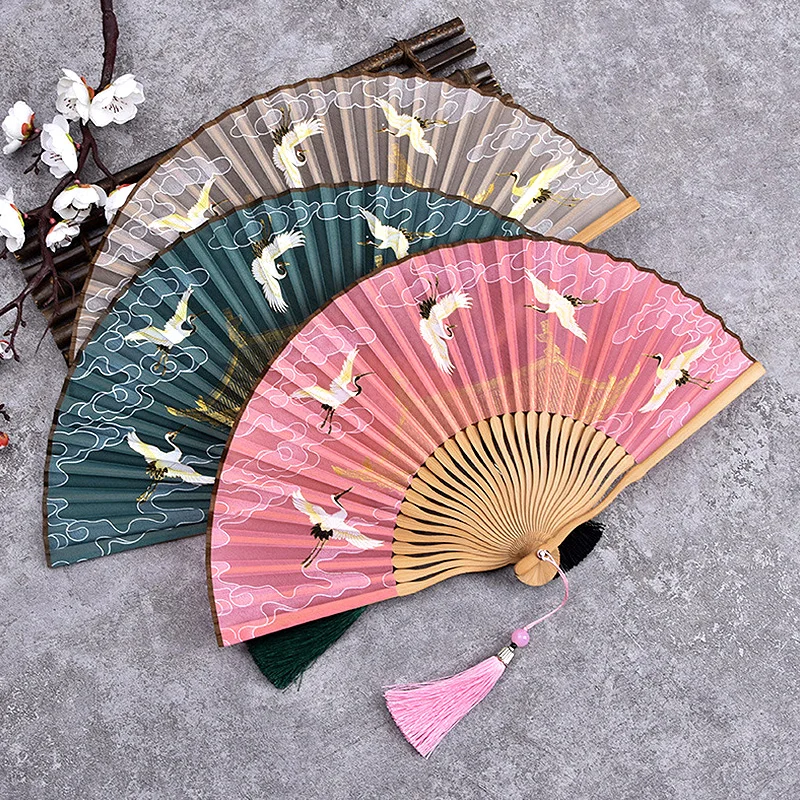1pc-Vintage-Chinese-Large-Foldable-Handheld-Silk-Folding-Fan-Decor-Hand ...