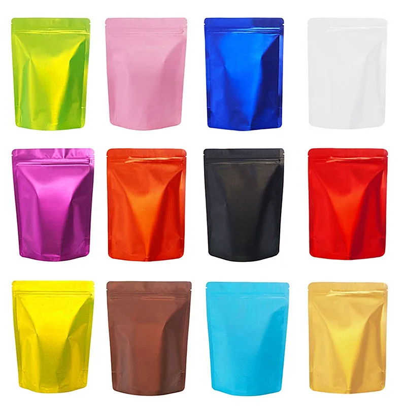 100PCS-Stand-Up-Matte-Aluminum-Foil-Ziplock-Packaging-Bag-Thick-Coffee ...