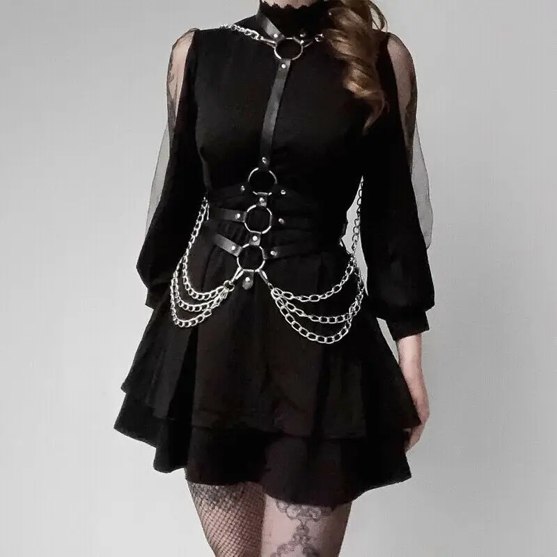 Hot-fashion-Women-Chest-Chain-Club-Suspender-PU-Leather-Harness-Belt ...