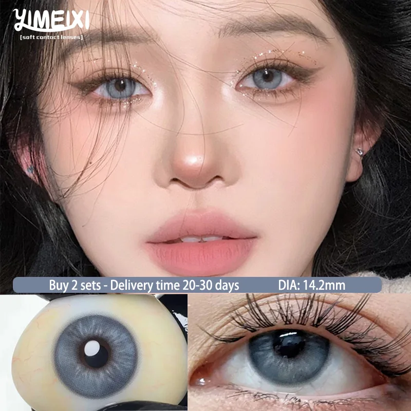 YIMEIXI-2Pcs-Blue-Gray-Colored-Contact-Lenses-Change-the-Color-Brown ...