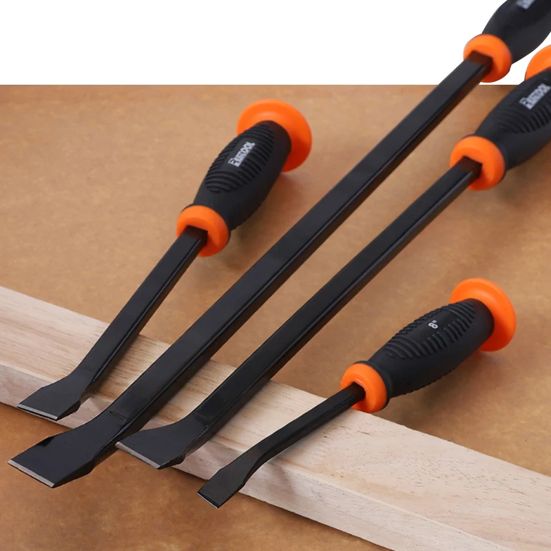 Pry-Bar-Set-with-Thicker-Strike-Cap-Non-Slip-Handle-and-Angled-Tip-for ...