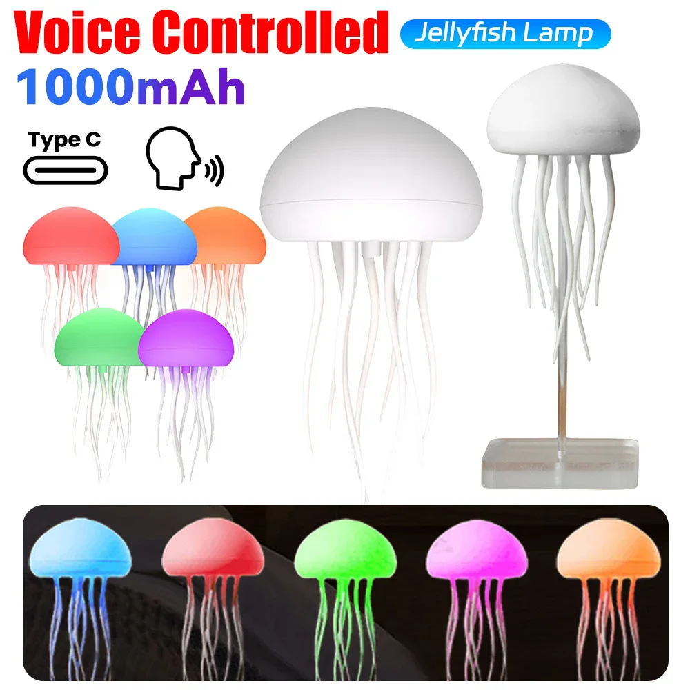 Creative Jellyfish Light Voice Control Type-C Charging Cute Jellyfish ...