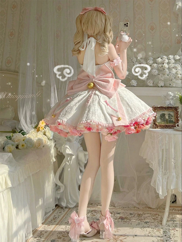 Sexy Lolita Pink Maid Dress Japanese Sweet Women Kawaii Dress Role Play Costume Halloween Party ...
