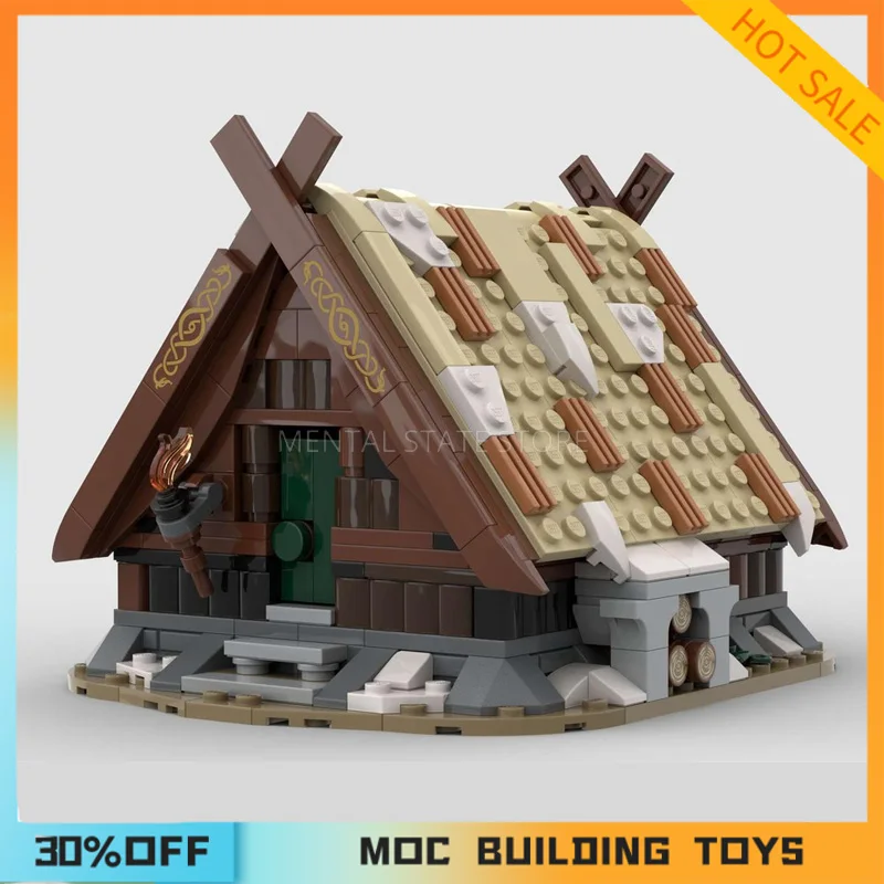 428PCS-Customized-MOC-Viking-Small-Hut-Building-Blocks-Technology ...