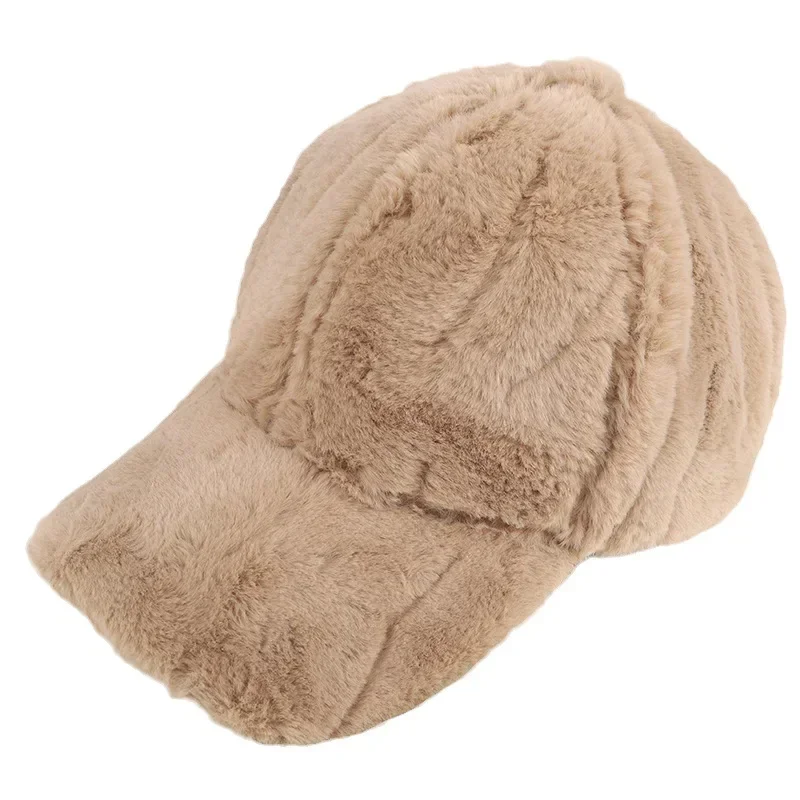 2023-New-Fluffy-Thick-Plush-Peaked-Hat-for-Men-Women-Winter-Baseball ...