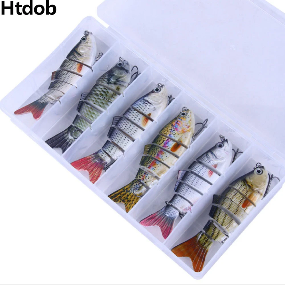 6 Pieces/set Fishing Lures Set With Box Multi Segments Jointed Hard ...