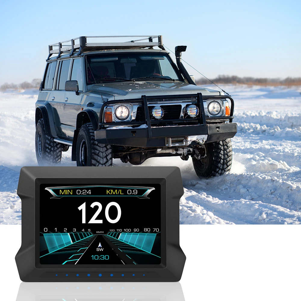 P22 HUD Offroad Vehicles Head Up Display Digital Clock Slope Meter GPS ...