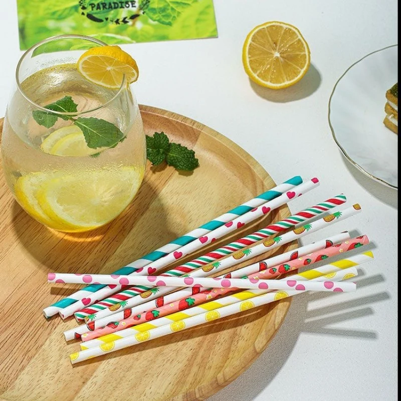 100pcs Single-use Paper Straws Eco-friendly Straws Bubble Tea Shops ...