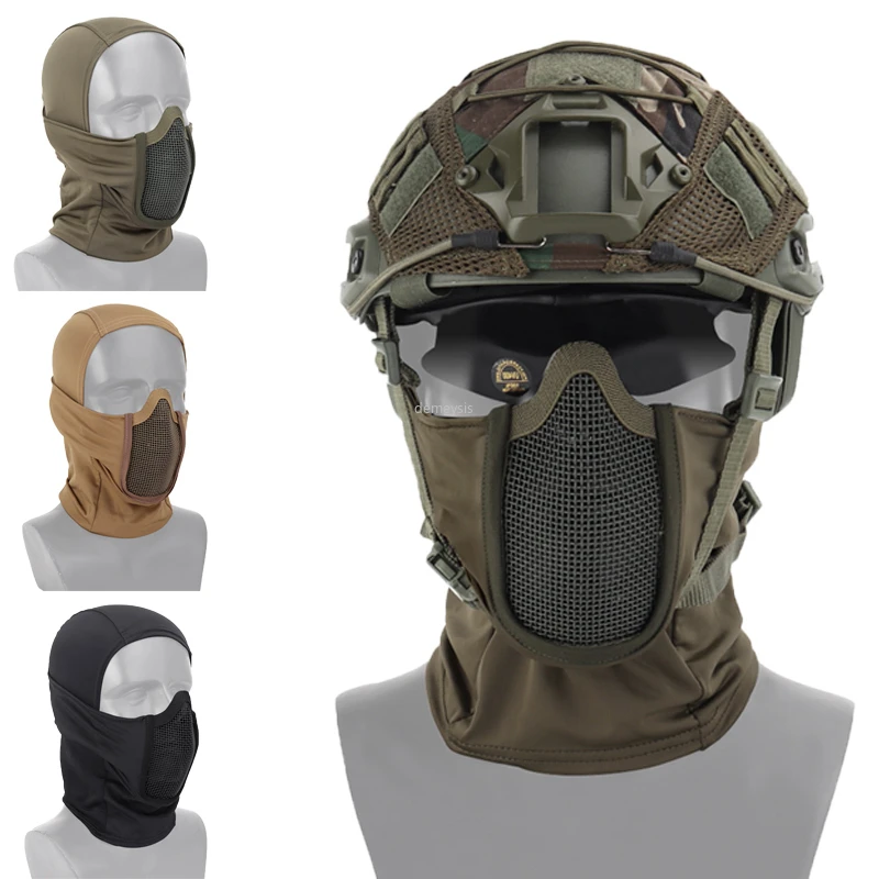 Hunting Protective Headgear Military Tactical Balaclava Cap Combat Half ...