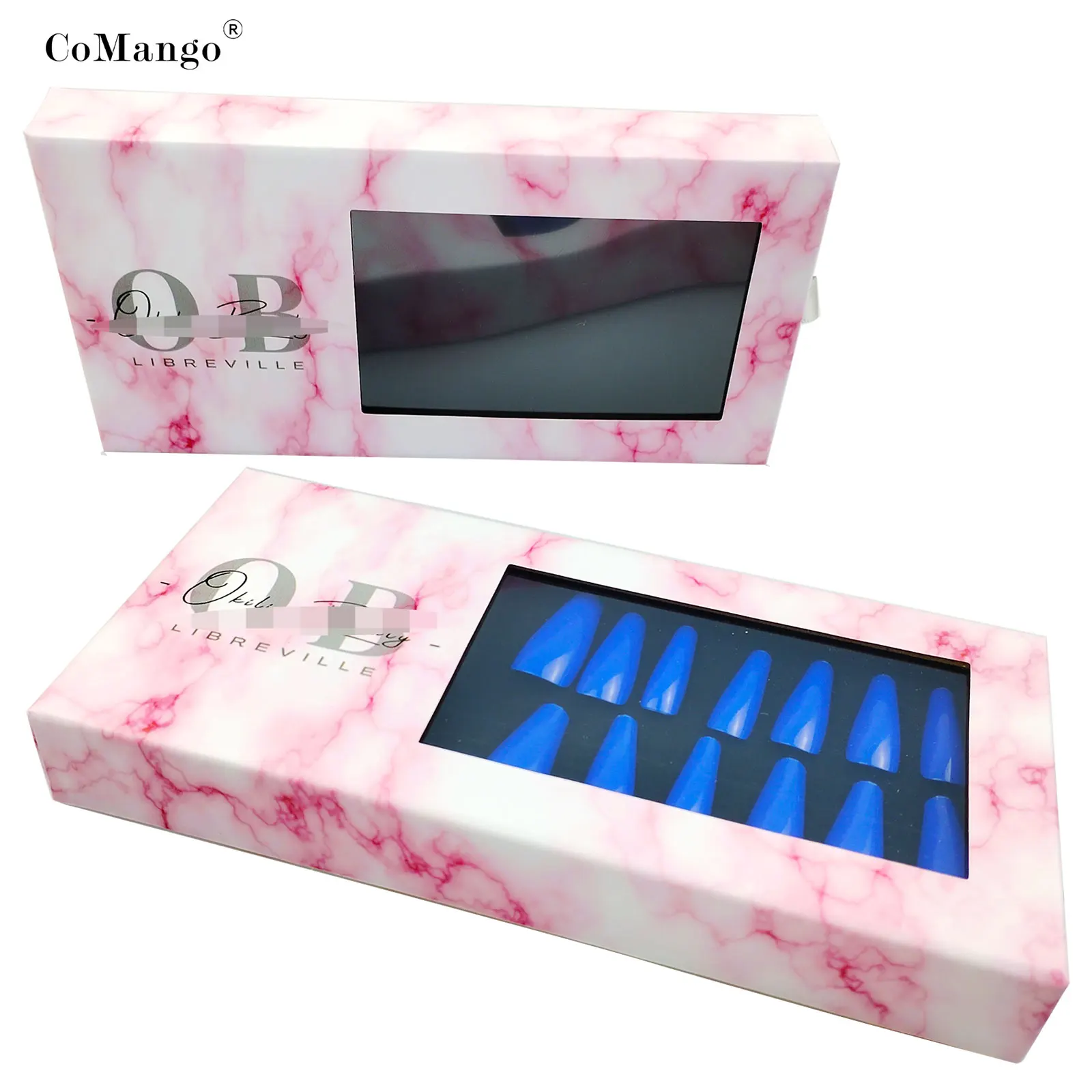 WholesaleLuxury-False-Nails-Packaging-Box-Rhinestone-Decor-French-Nails ...