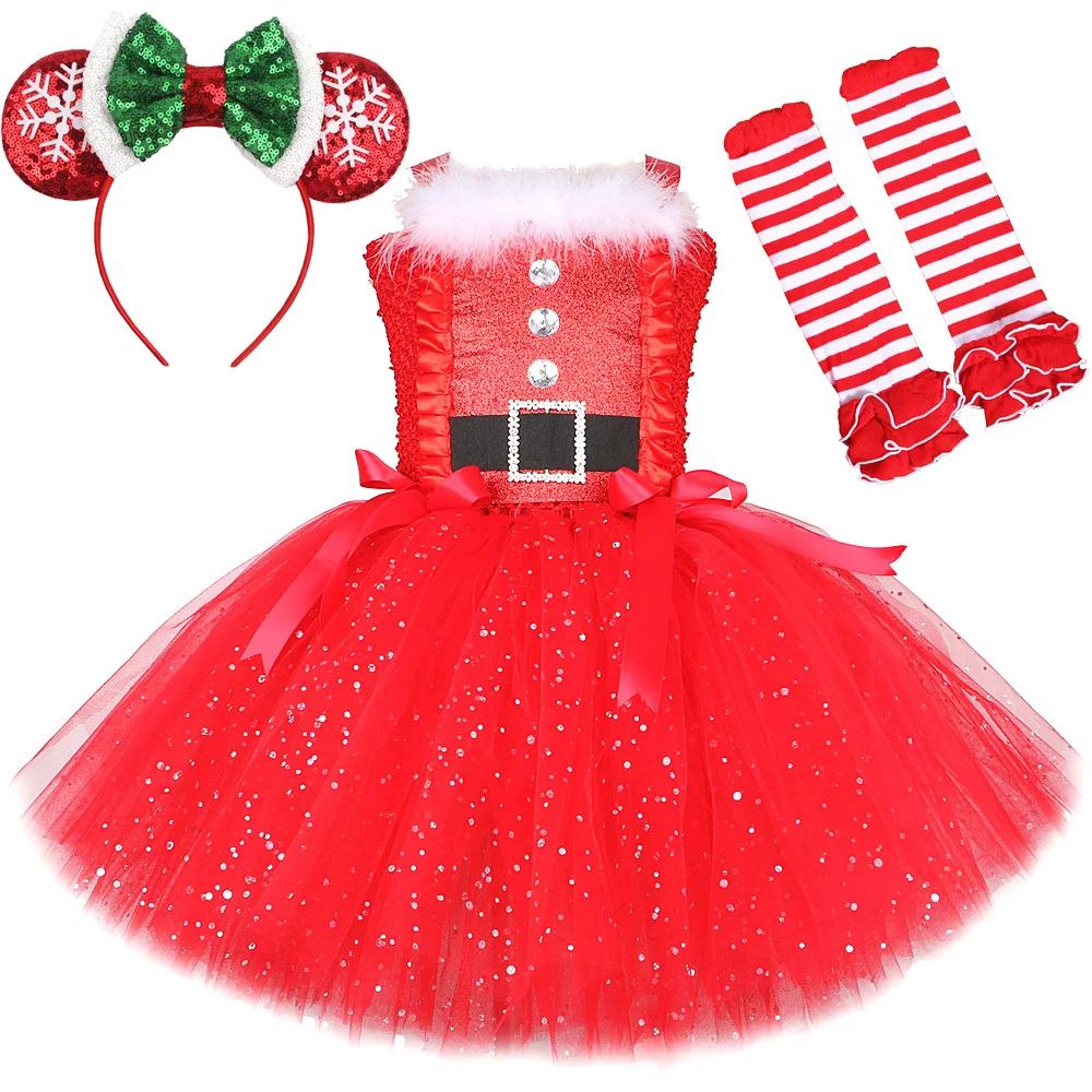 Sparkly-Christmas-Elf-Tutu-Dress-for-Girls-Santa-Claus-Costumes-for ...