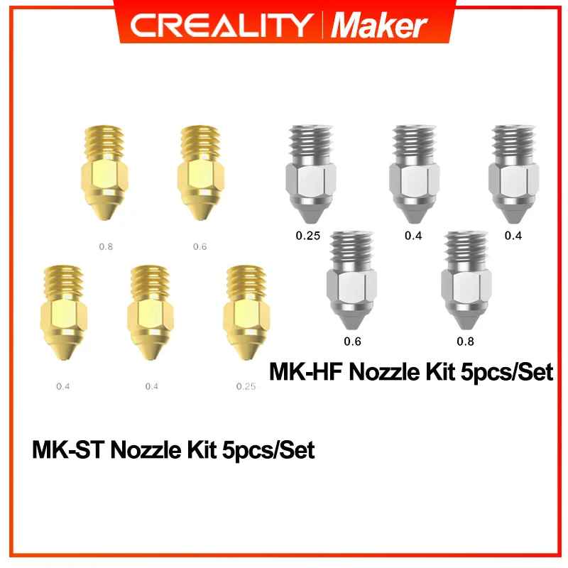 Creality 3D Printer Part 5Pcs/Set MK-HF Nozzle Kit MK-ST Mix Size ...