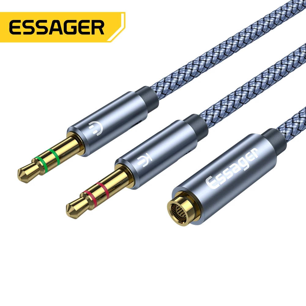 Essager-Headphone-Splitter-Earphone-Adapter-Audio-3-5mm-Female-to-2 ...