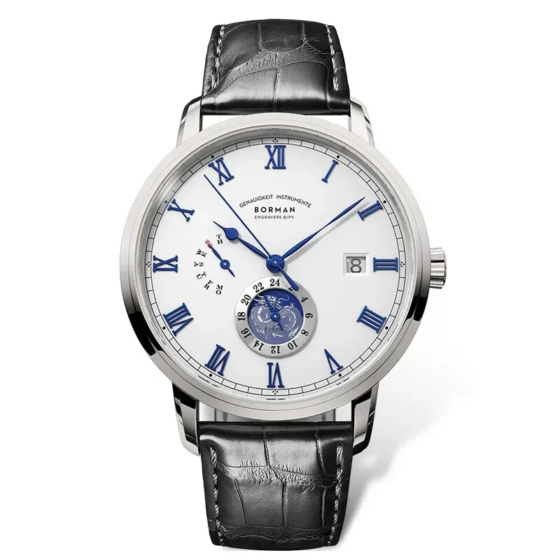 BORMAN Men Automatic Watch 42mm Mechanical Wristwatch Sapphire Mirror ...