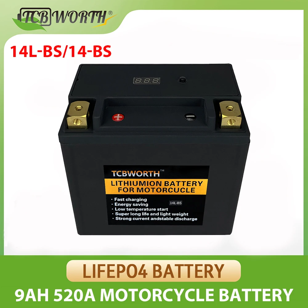 14L-BS High Lithium LiFePO4 Motorcycle Battery,520CCA,12V 9Ah,for ...