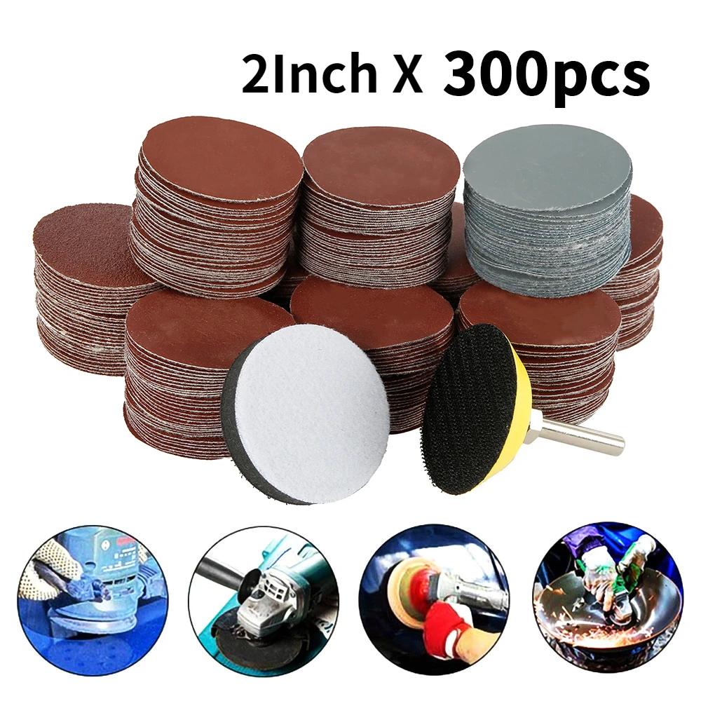300pcs 50mm Sandpaper Assortment 80-3000 Grit Sanding Disc Set 2inch ...